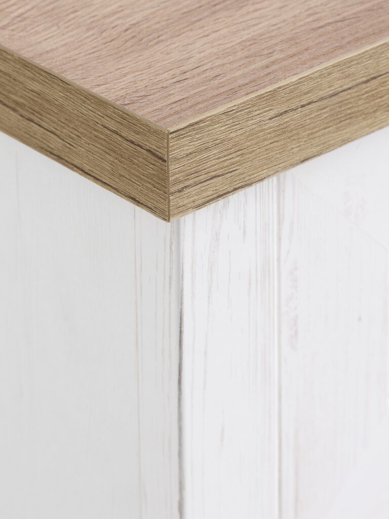 Comodă 4 sertare MARKSKEL alb/stejar