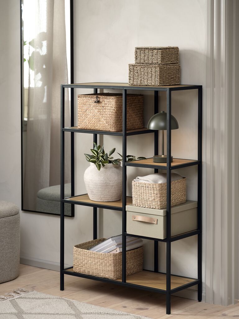 Etajeră TRAPPEDAL 5 rafturi stejar/negru