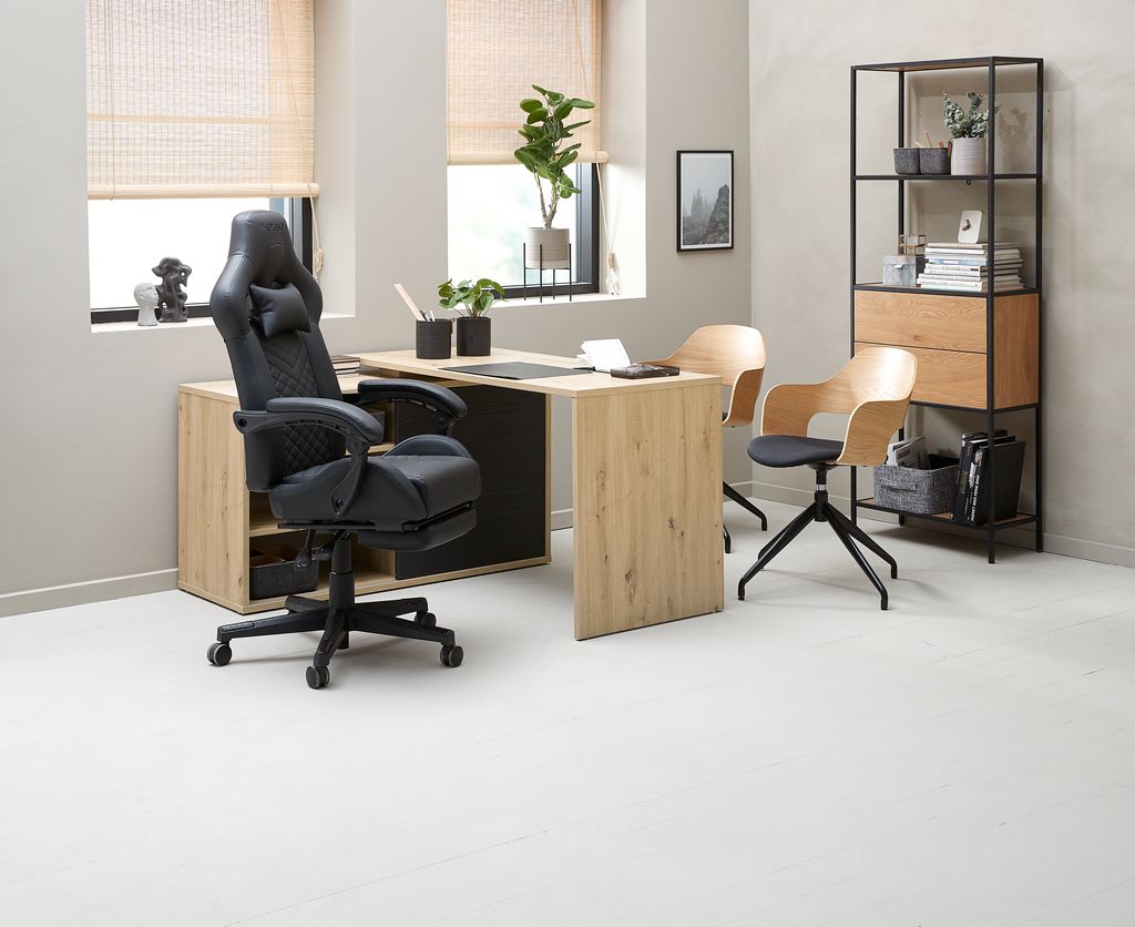 Scaun gaming HALLUM sup. picioare negru