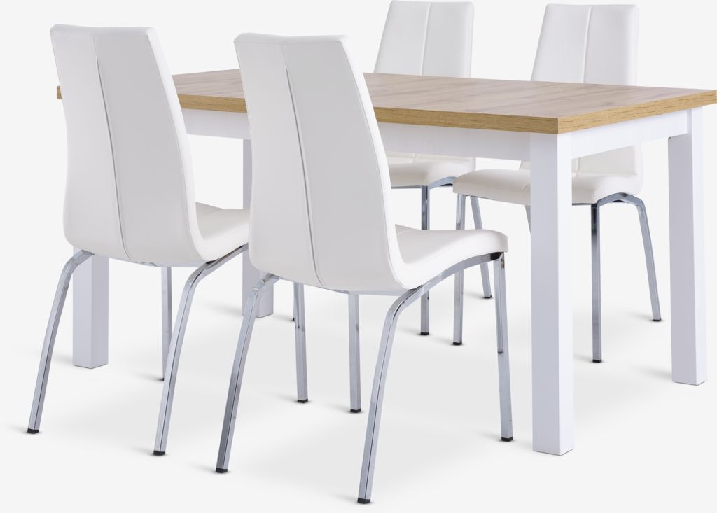 MARKSKEL 150/193 alb/stejar + 4 HAVNDAL alb